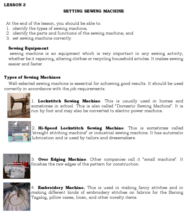 Types of Sewing Machine | PDF | Sewing Machine | Sewing