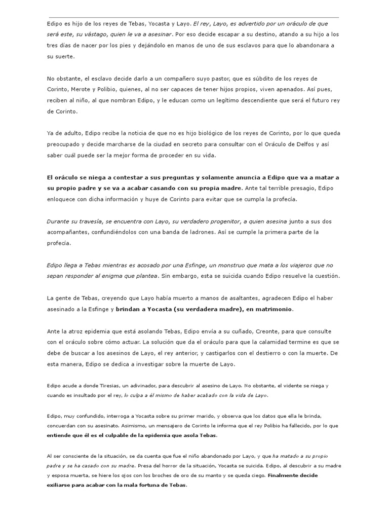 Edipo Es Hijo de Los Reyes de Tebas, Yocasta y Layo | Descargar gratis ...