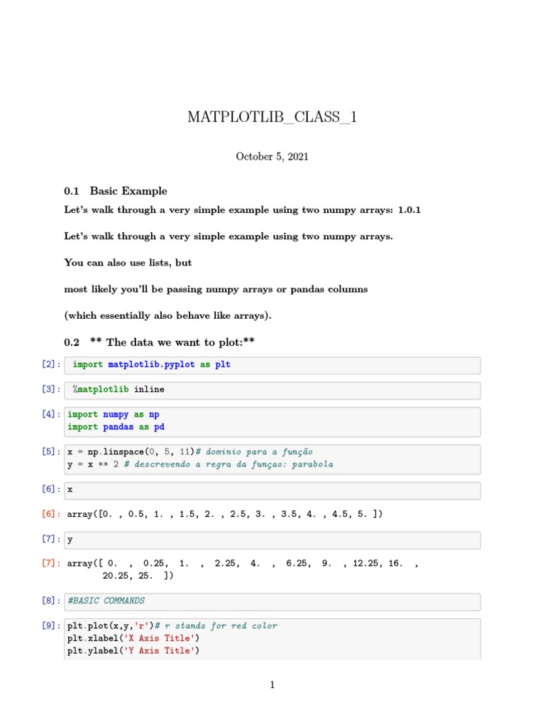 Matplotlib Class 1 | PDF | Computer Programming | Computer Science Matplotlib Class 1 | PDF | Computer Programming | Computer Science
