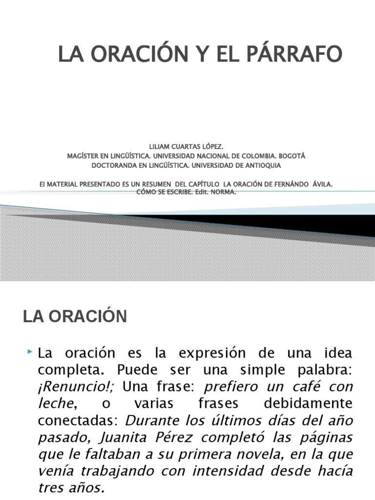 EL PÁRRAFO y ORACIÓN | PDF | Oración (Lingüística)