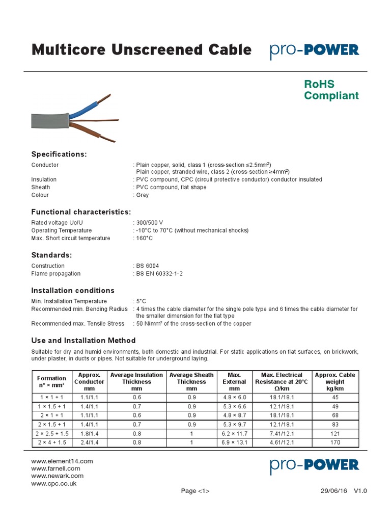 Multicore Unscreened Cable: Specifications | PDF | Insulator ...