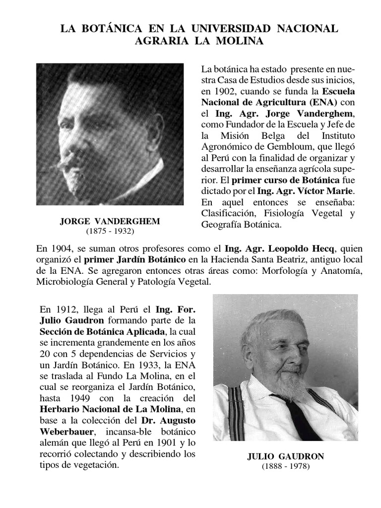 Historia de la Botánica en La Molina | PDF | Botánica | Plantas