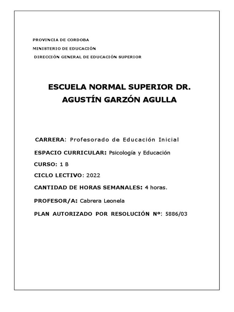 Escuela Normal Superior Dr. Agustín Garzón Agulla | PDF | Evaluación | Sicología