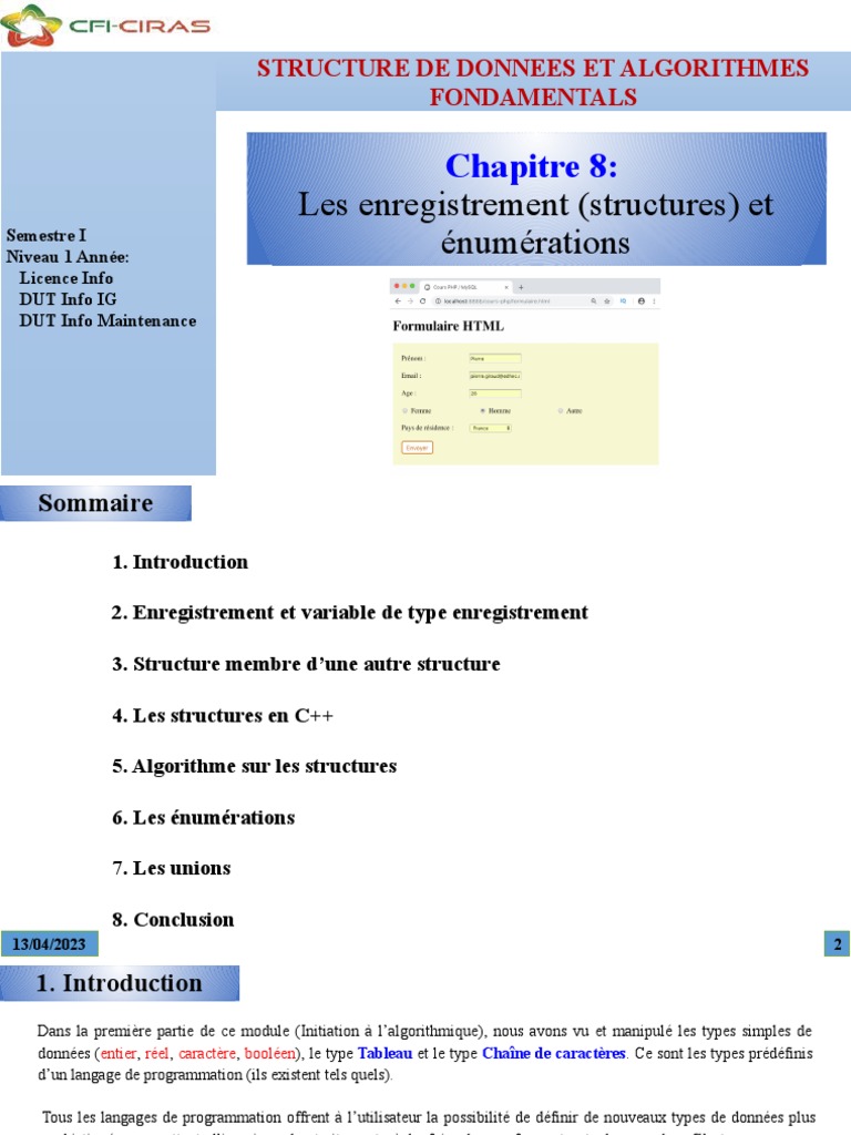 5 Les Structures Et Enumerations Pdf C Programmation