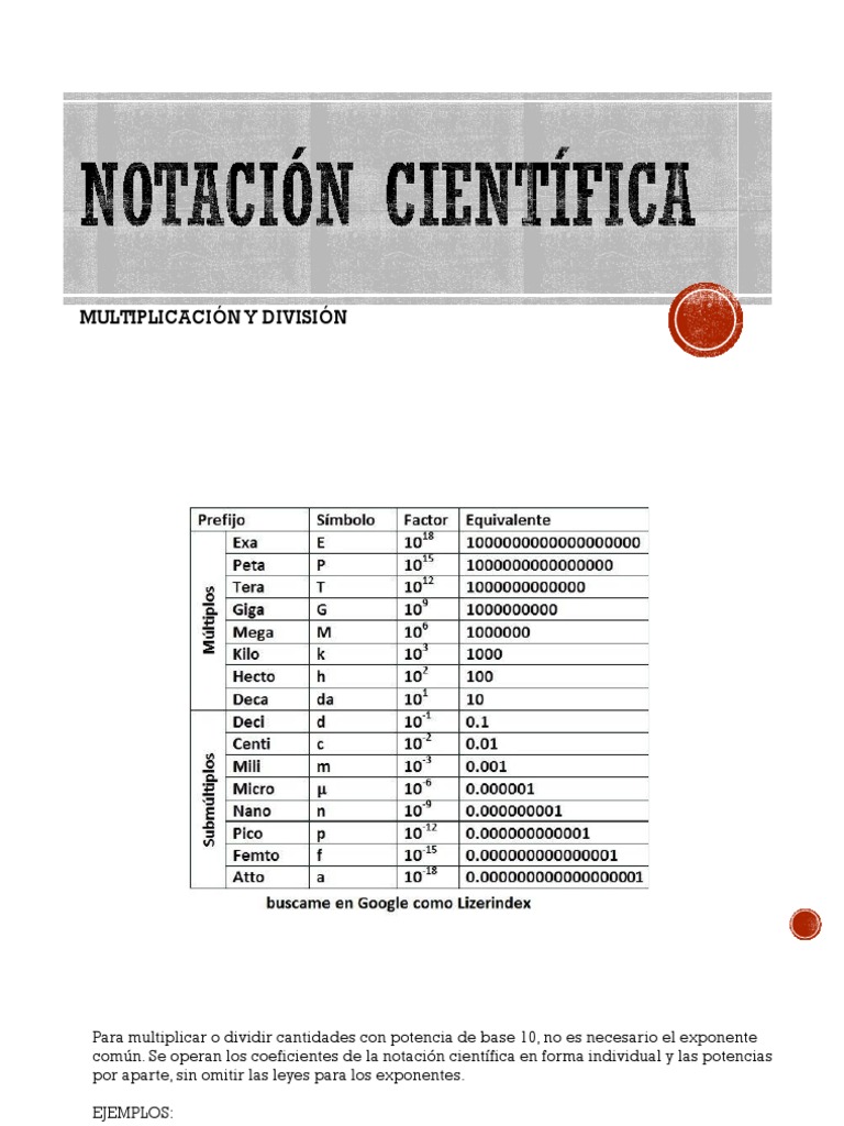 Multiplicación y División en Notación Científica | PDF