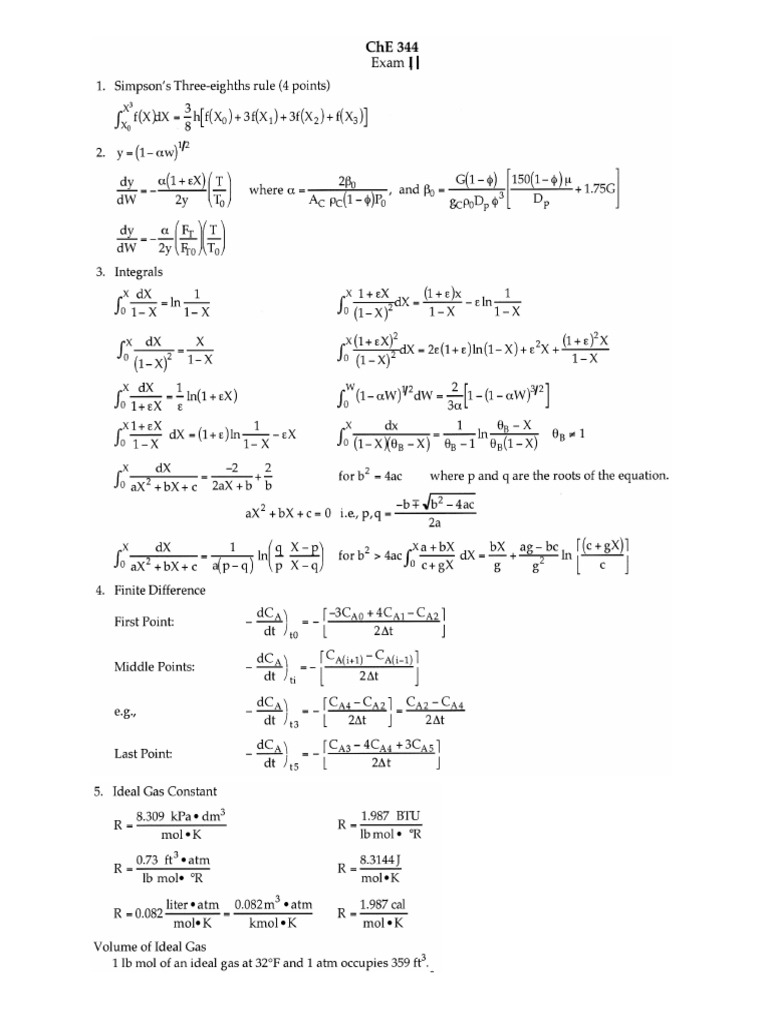 Reactor Design Formulas | PDF