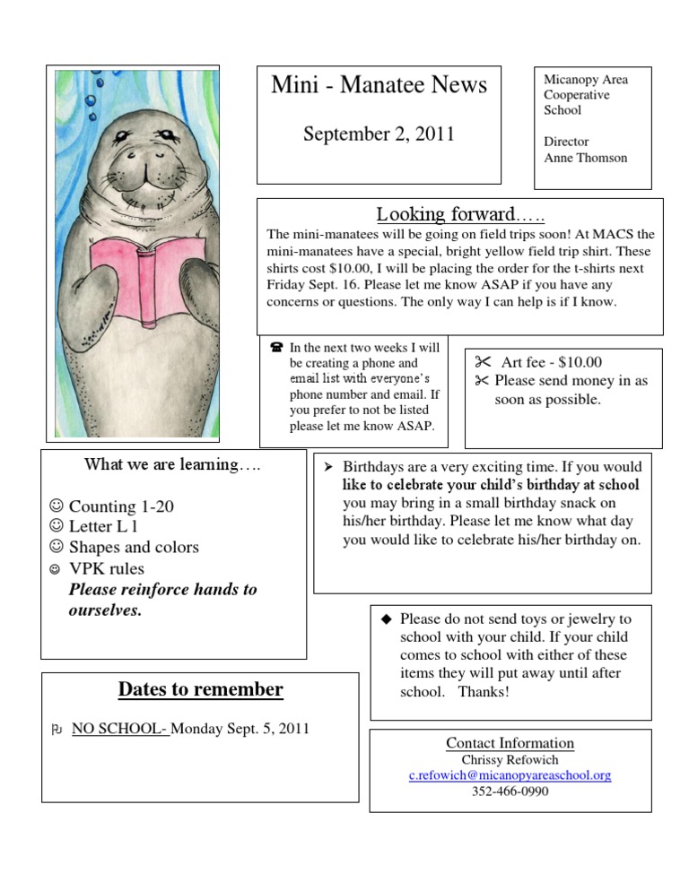 Mini - Manatee News: September 2, 2011 | PDF
