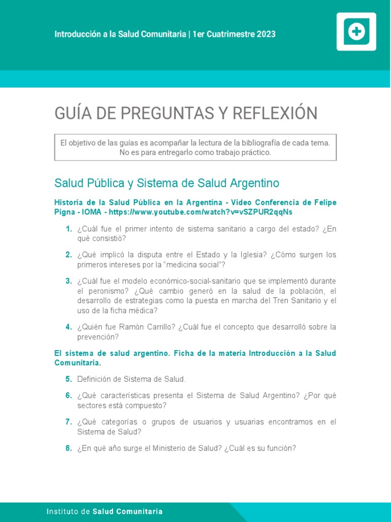 Guía de Preguntas - Salud Pública y Sistema de Salud | PDF