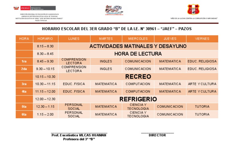 Horario Escolar 30961 | PDF