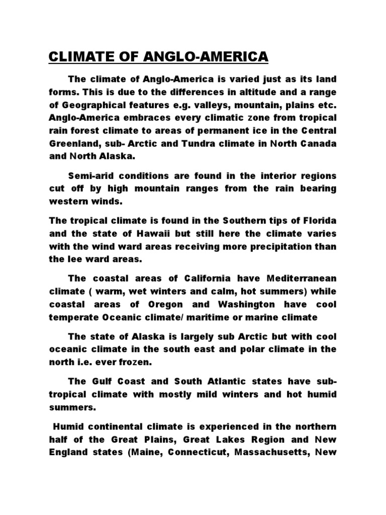 Climate of Anglo-America | PDF | Oceans | Oceanic Climate