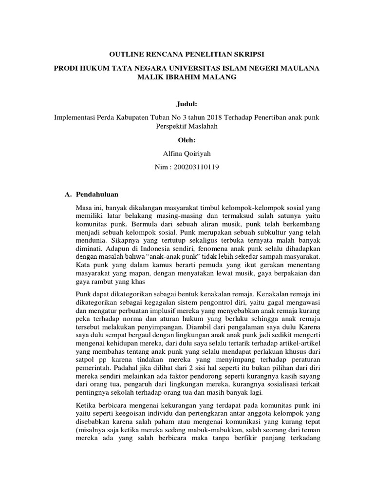 Outline Rencana Penelitian Skripsi 1 | PDF