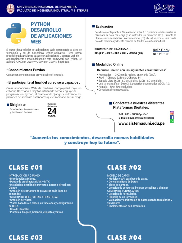 Desarrollo de aplicaciones web con Python y Django: plan de estudios y metodología de evaluación ...