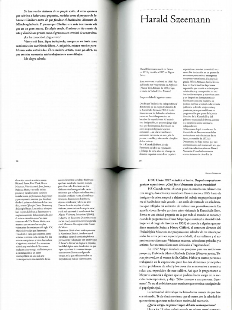 Hans Ulrich Obrist - Harald Szeeman | PDF