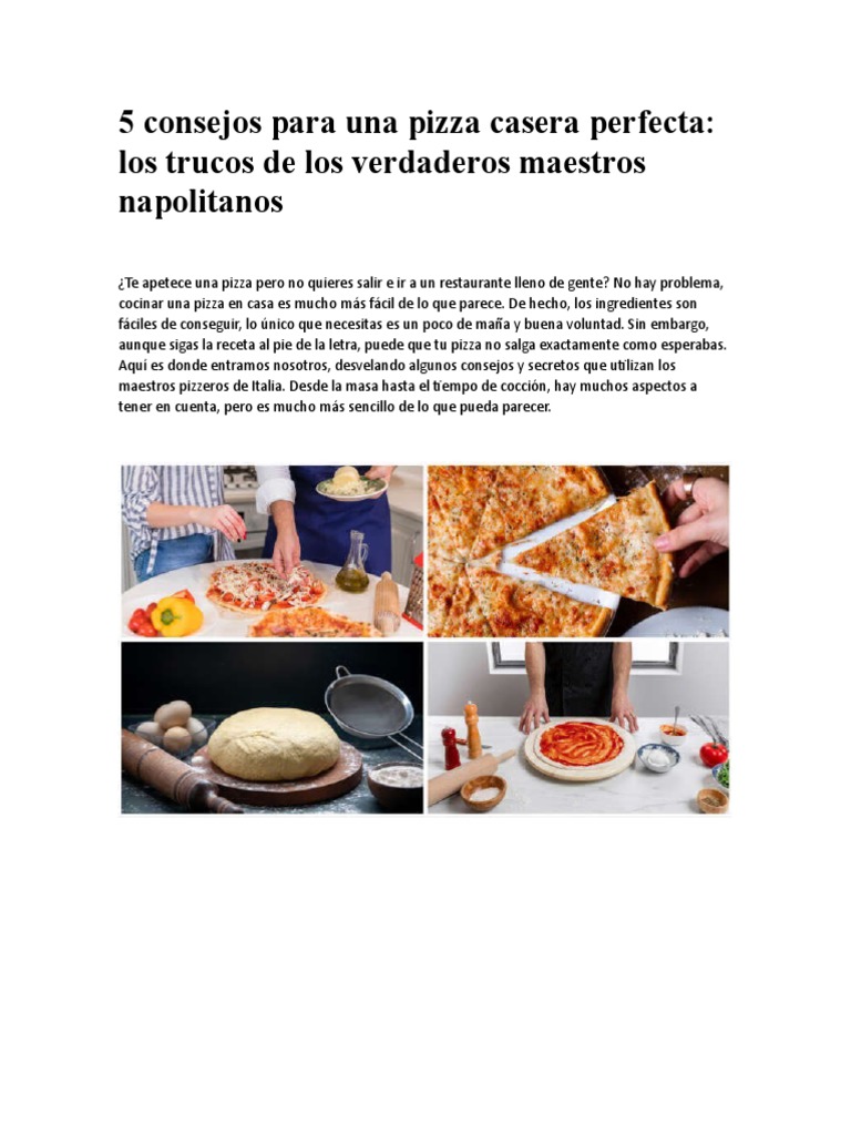 5 Consejos para Una Pizza Casera Perfecta | PDF | Pizza | Panes