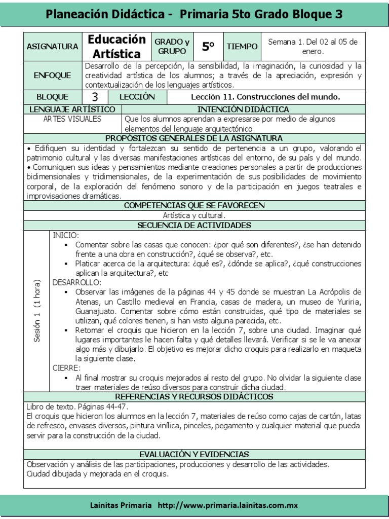 Plan 5to Grado - Bloque 3 Educación Artística (2016-2017) | PDF | Bailes | Creatividad