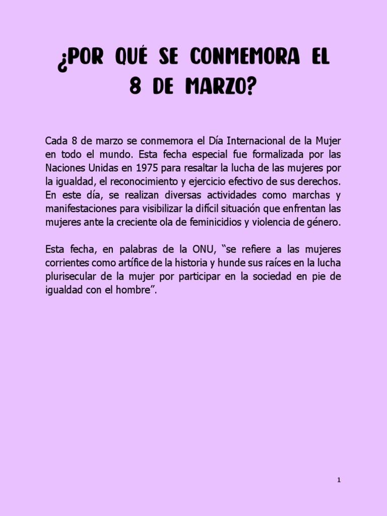 Día Internacional de La Mujer | PDF | Derechos humanos | Mujer