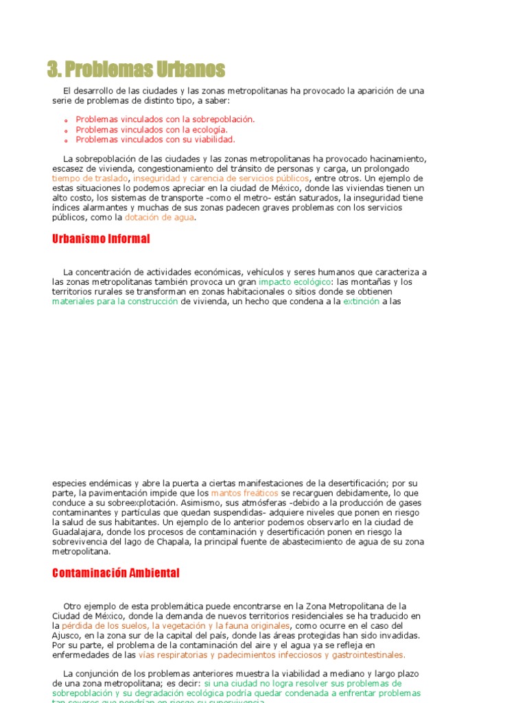 Problemas Urbanos en Zonas Metropolitanas | PDF | Contaminación | Agua