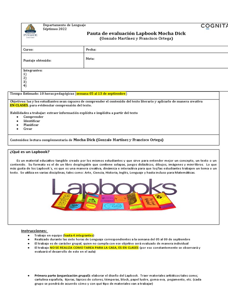 Pauta de Evaluación Lapbook | PDF | Cognición | Ciencia cognitiva Pauta de Evaluación Lapbook | PDF | Cognición | Ciencia cognitiva