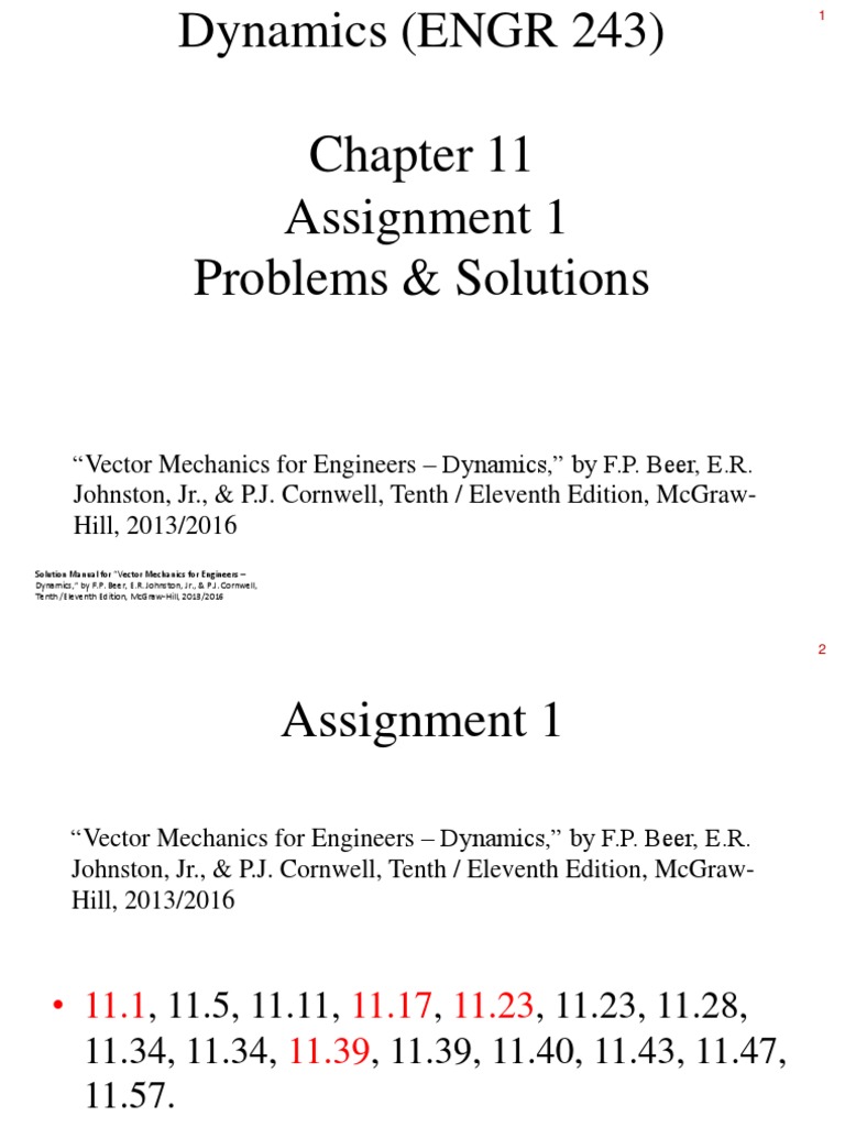 Dynamics Chapter 11 Assignment Solutions | PDF | Publishing Companies ...