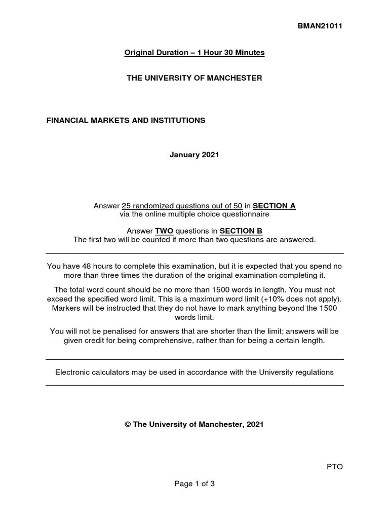 BMAN21011 Online Exam Paper | PDF | Stock Market Index | Investing