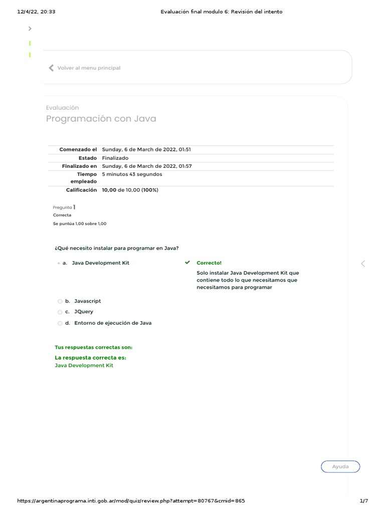 Evaluación Final Modulo 6 | PDF | Java (lenguaje de programación ...