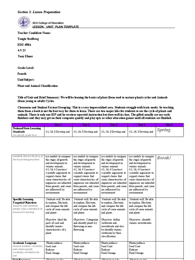 Step 2 Plant and Animal Classification Week 5 | PDF | Educational ...