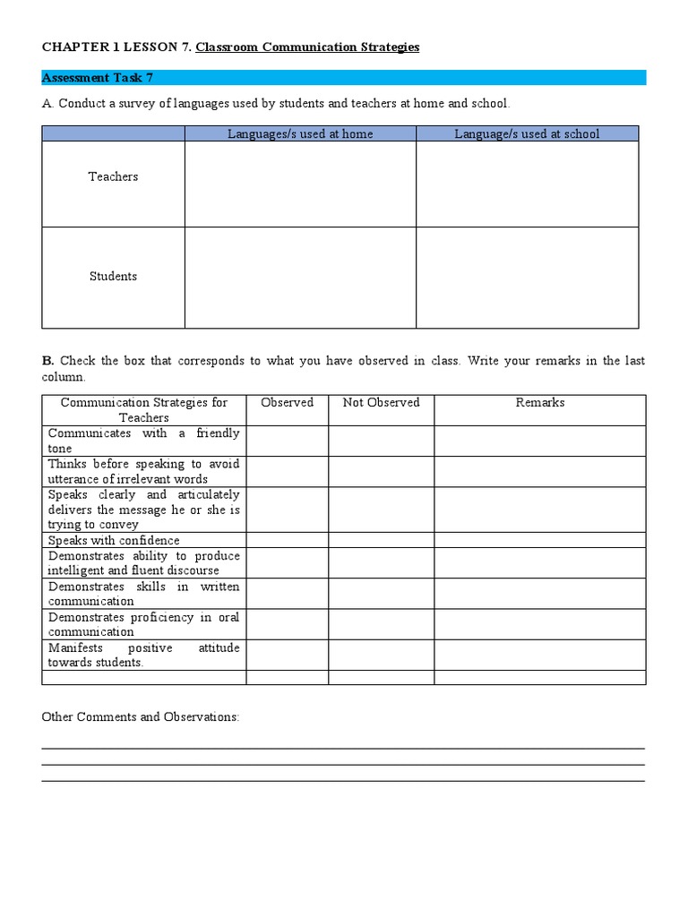 LESSON 7. Task 7 | PDF | Communication | Teachers
