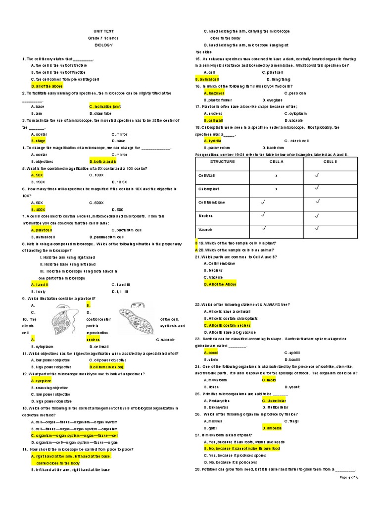 Unit Test | PDF | Reproduction | Sexual Reproduction