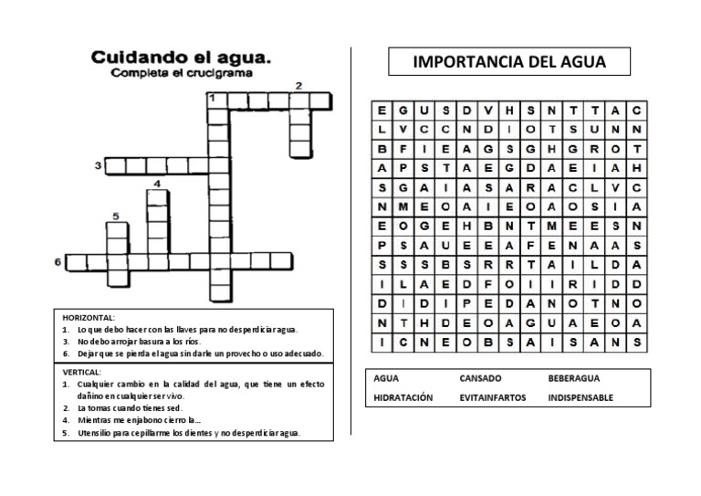 Agua Importancia Sopa Letras | PDF