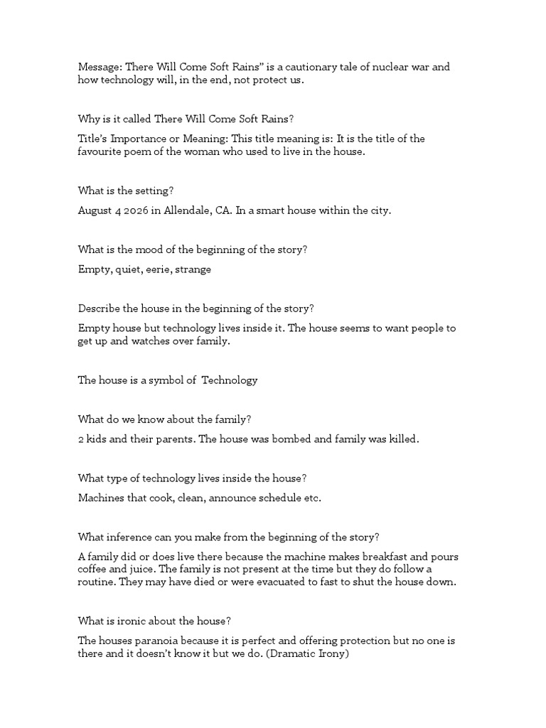 There Will Come Soft Rains | PDF