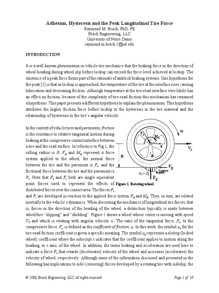 Wheel Slip Model 2006 Brach Engineering | PDF | Friction | Adhesion