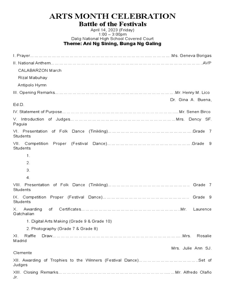 Arts Month Celebration - Program | PDF