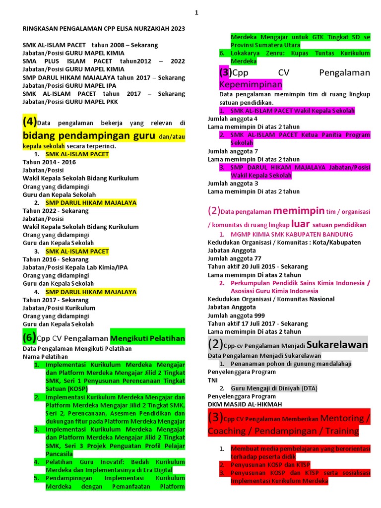 CPP CV Pengalaman Kepemimpinan: Memimpin Luar | PDF | Karier & Perkembangan | Kesehatan Holistik