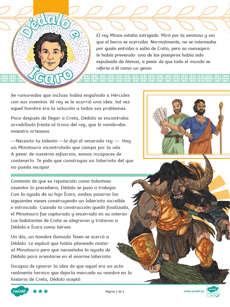 Mito de Dédalo e Ícaro para niños | PDF | Minotauro