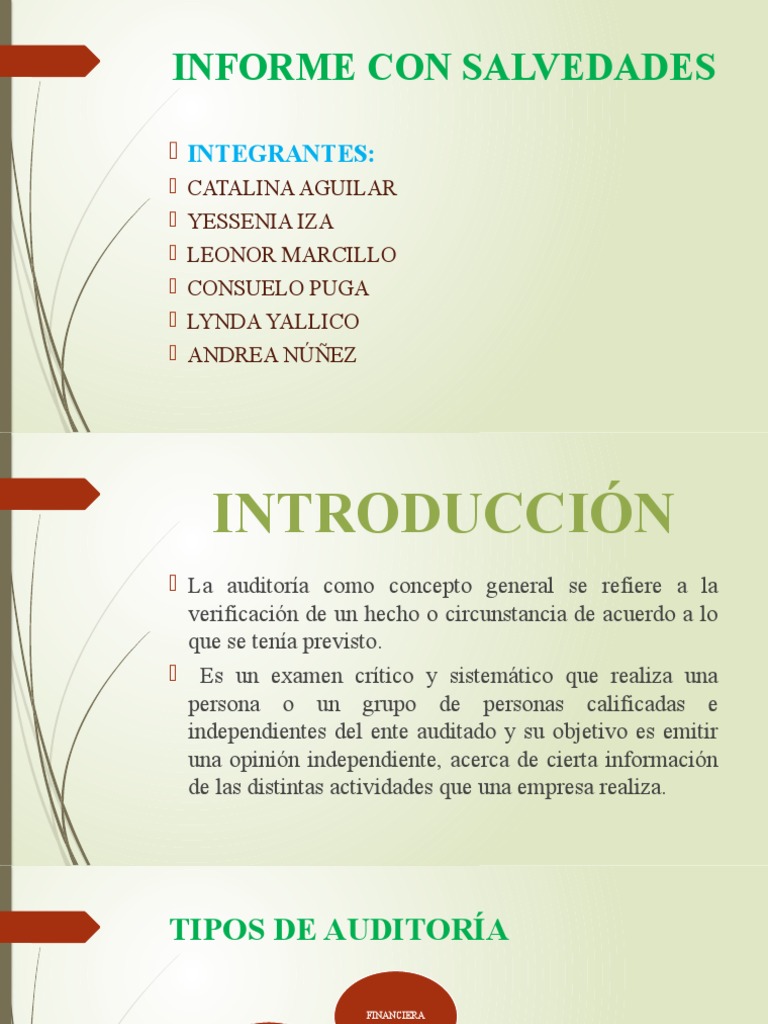 Informe Con Salvedades Diapositivas | PDF | Contralor | Auditoría