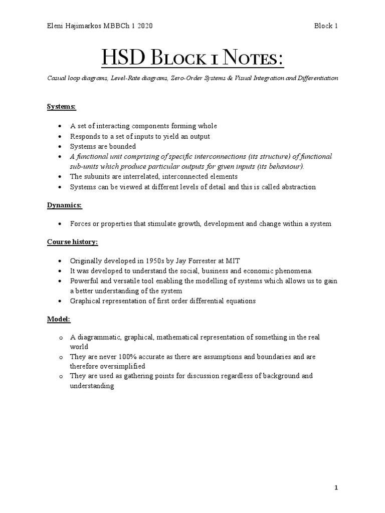HSD Block 1 Notes:: Systems | PDF | Discharge (Hydrology) | System