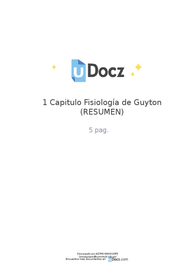1 Capitulo Fisiologia de Guyton Resumen 1 Downloable | Descargar gratis PDF | Homeostasis | Sangre