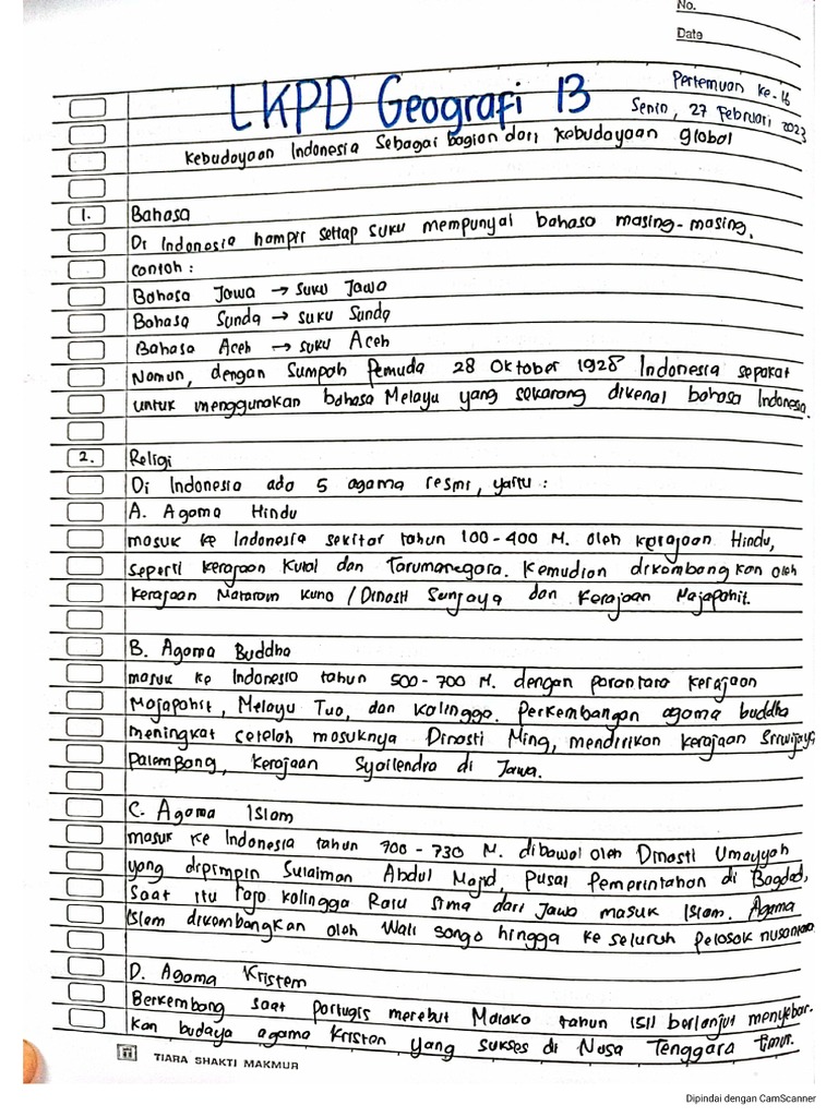 LKPD Geografi 13 Kebudayaan Indonesia Sebagai Bagian Dari Kebudayaan Global | PDF