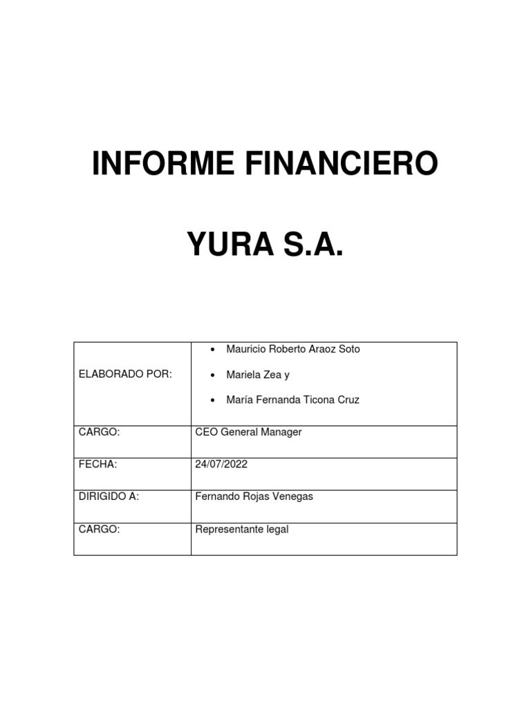 Ta3 Yura Sa | PDF | Rentabilidad sobre recursos propios | Capital de trabajo