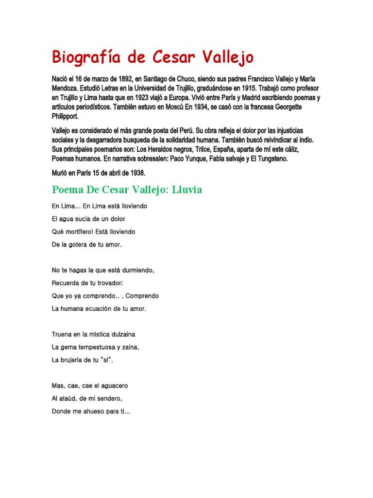 Biografía de Cesar Vallejo | PDF