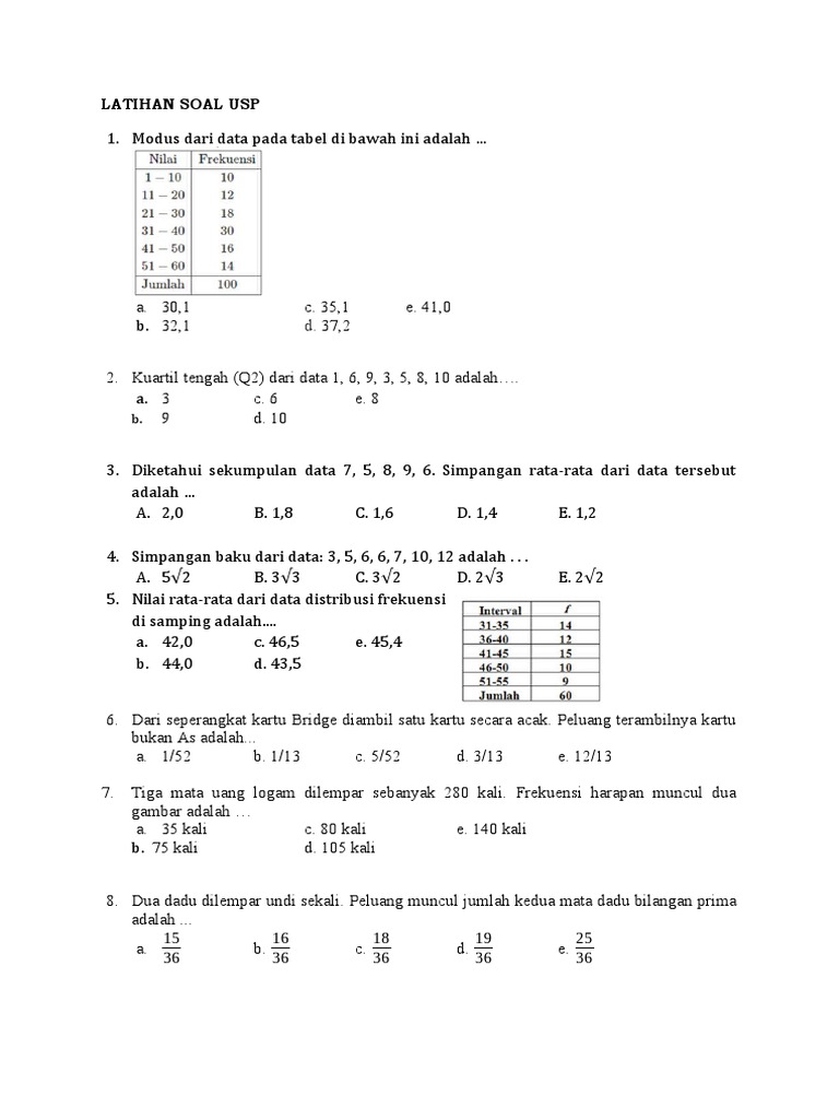 Latihan Soal Usp | PDF