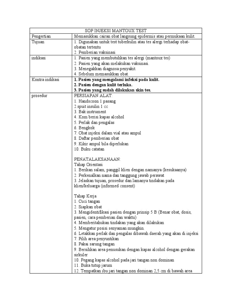 Sop Mantoux Test | PDF