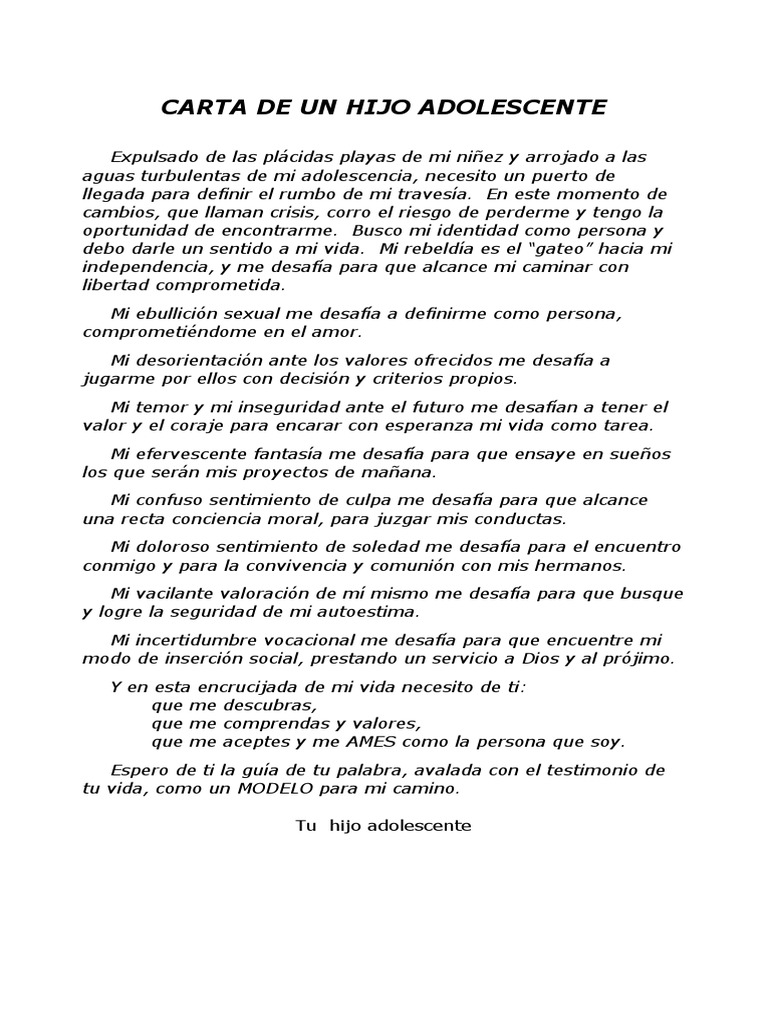 Carta de Un Hijo Adolescente | PDF