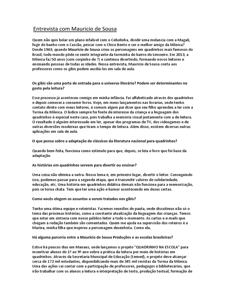 Entrevista com Maurício de Sousa | PDF