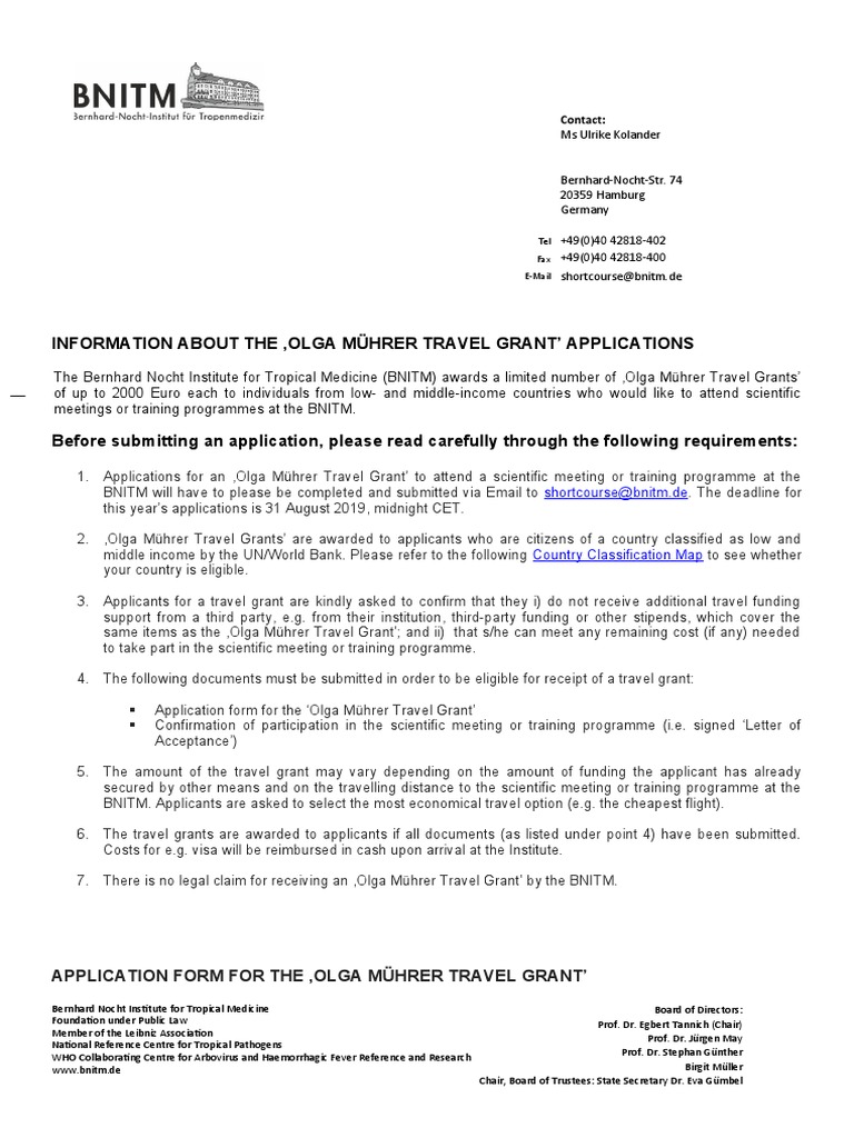 Olga Mührer Travel Grant Application Guide | PDF