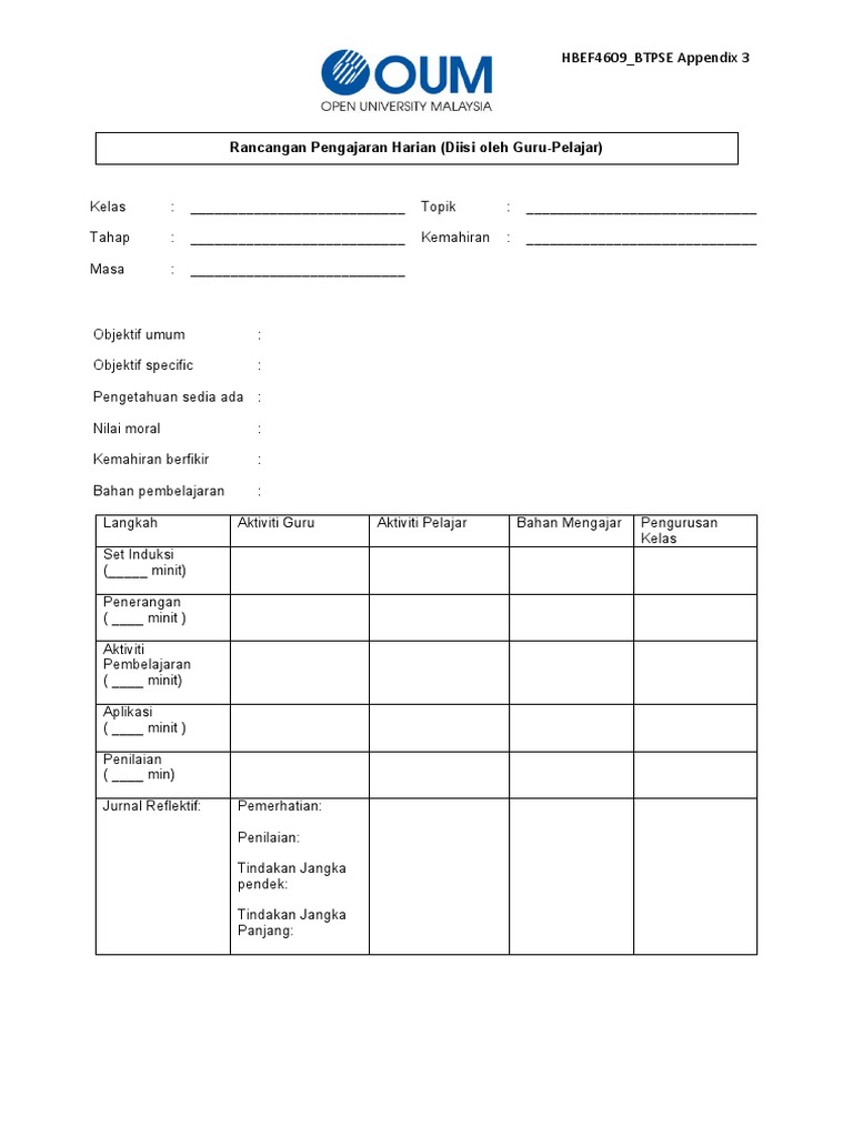 Appendix 3 Lesson Plan Format_BM | PDF