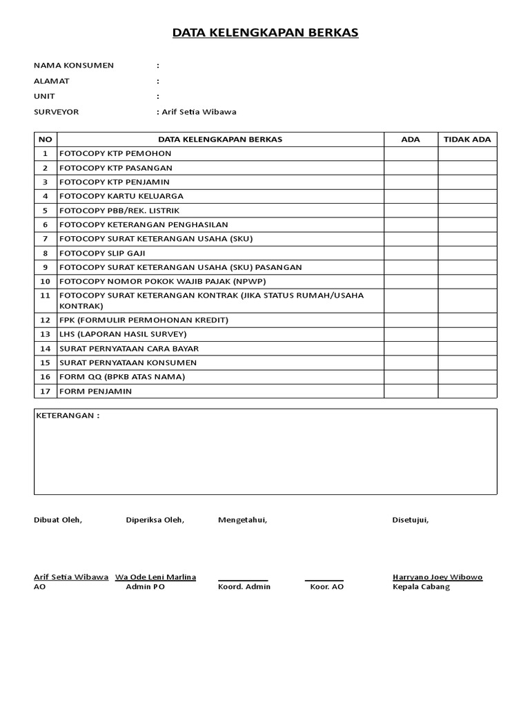 Kelengkapan Berkas | PDF
