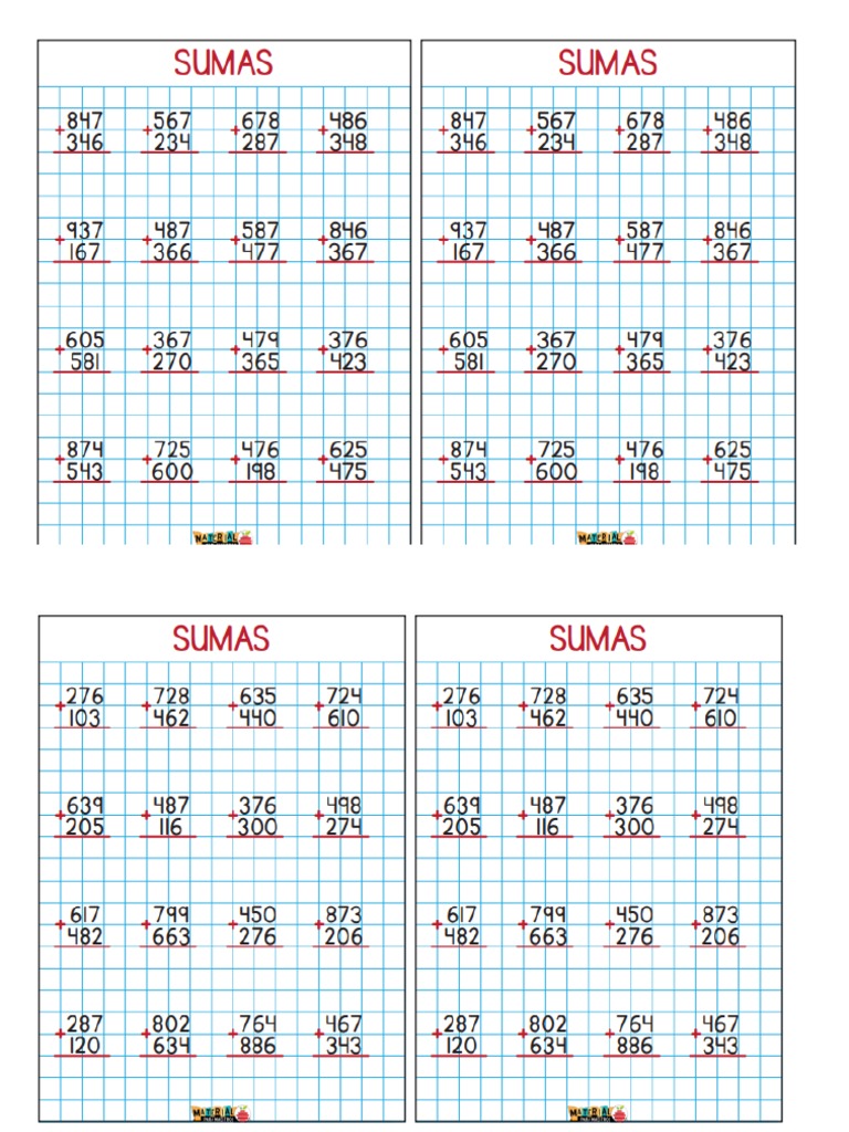 Sumas Reagrupando | PDF