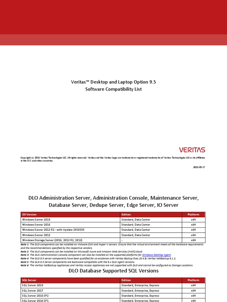 Veritas DLO 9.5 Software Compatibility Listv2.2 | PDF | Microsoft ...