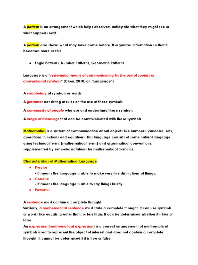 MMW Terminologies | PDF | Set (Mathematics) | Mathematics